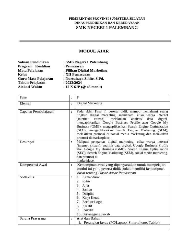 Modul Digital Marketing SMK | PDF