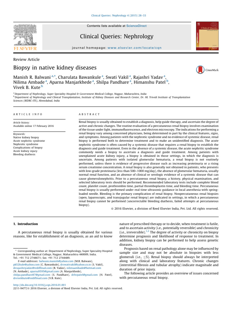 2015 Biopsy in Native Kidney Diseases | PDF | Kidney Disease | Kidney
