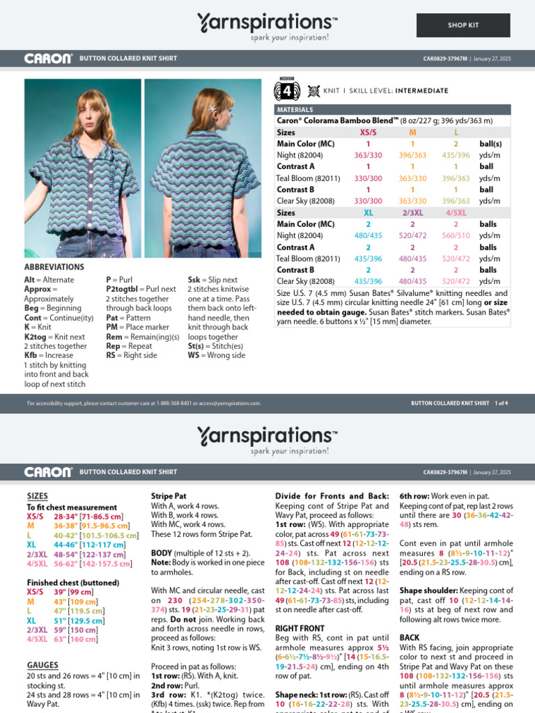 Button Collared Knit Shirt | PDF | Knitting | Knitting Needle