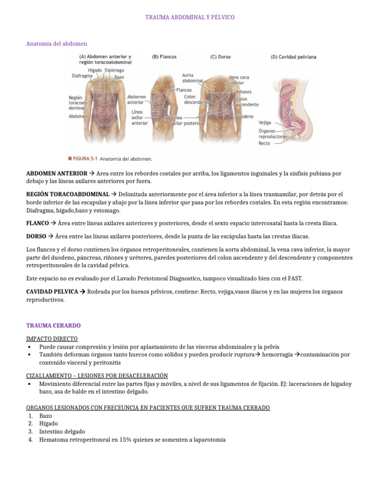 Trauma Abdominal y Pelvico Clase de Cony | PDF | Abdomen | Pelvis