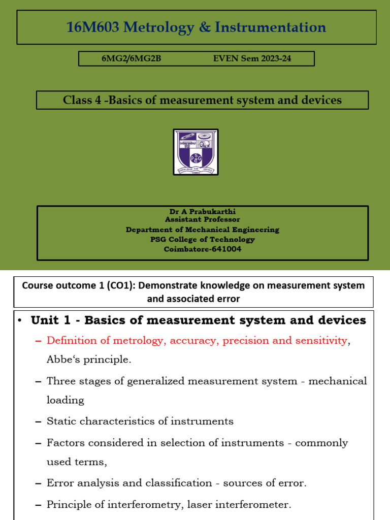 Class 4 Basics of Measurement System Design | PDF | Thermometer ...