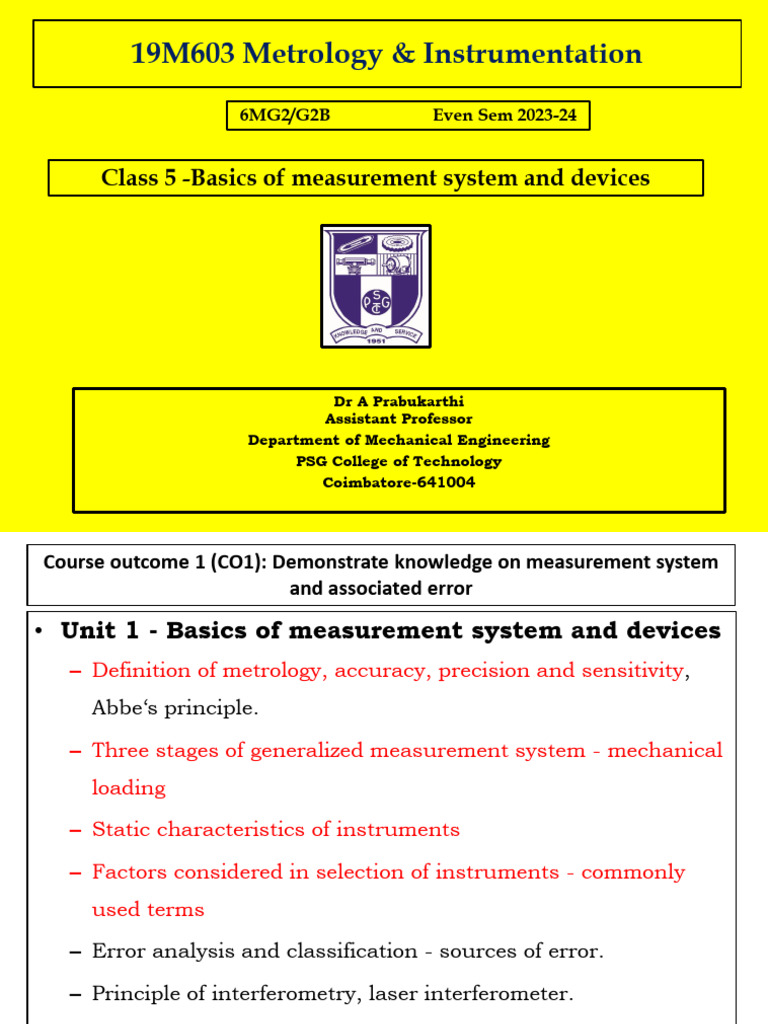Basics of Measurement Systems | PDF | Observational Error | Accuracy And Precision