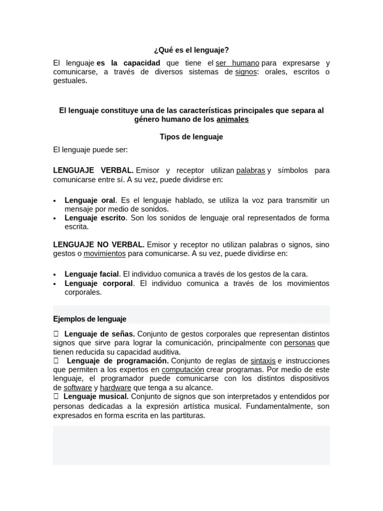 Tipos y Definición del Lenguaje Humano | PDF | Comunicación | Habla