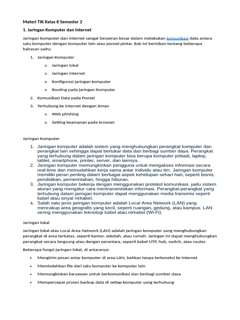 Materi TIK Kelas 8 Semester 2 | PDF