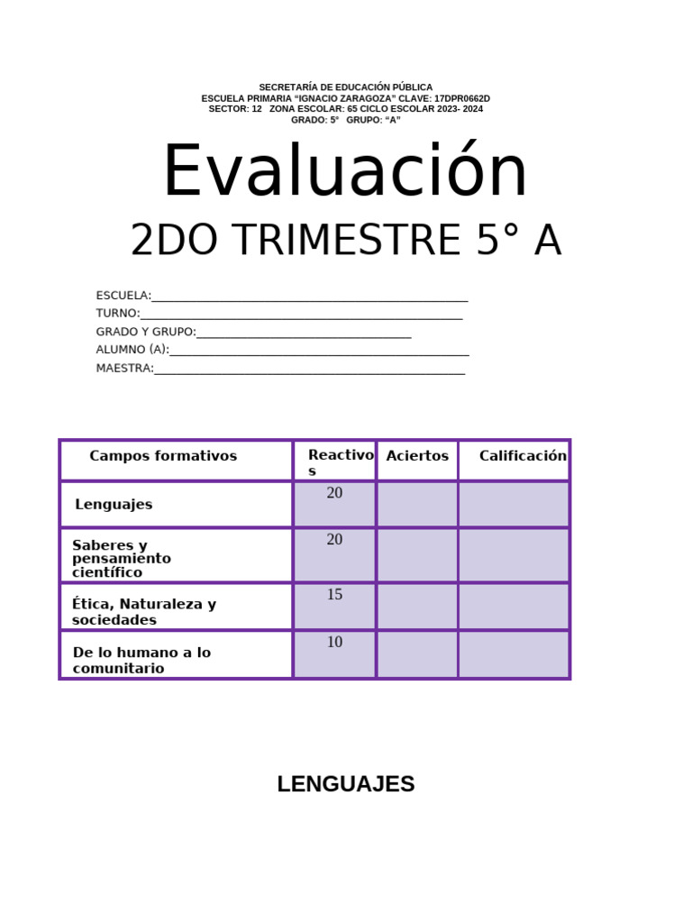Examen Segundo Trimestre | PDF | Rectángulo | Biodiversidad