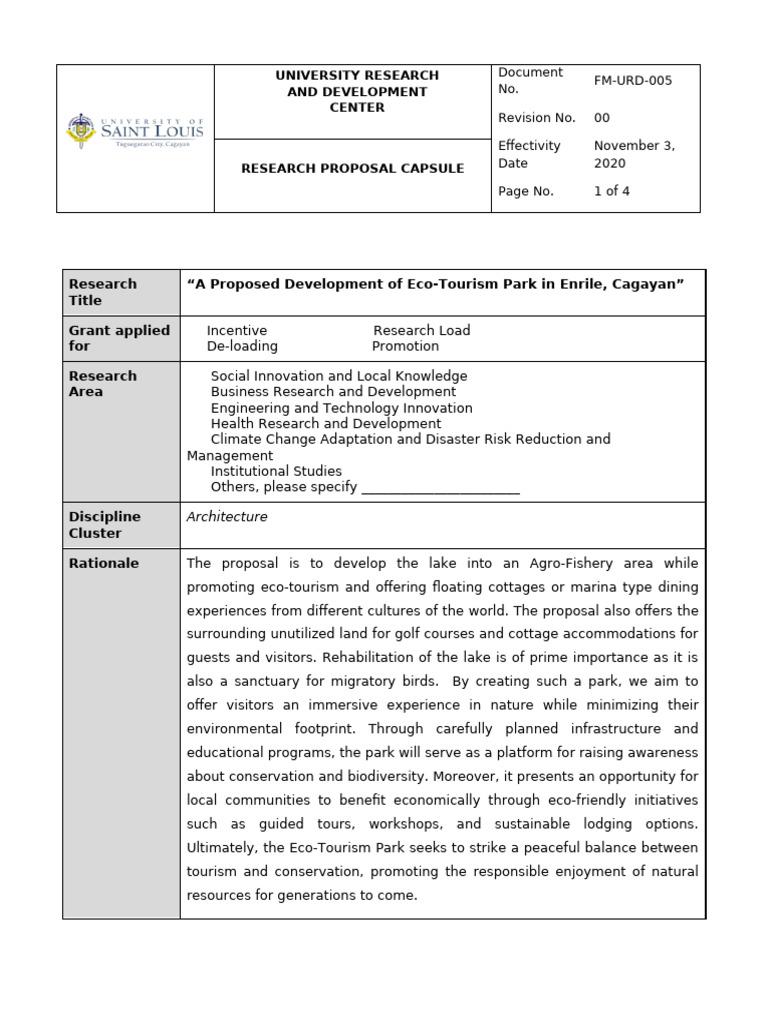 A Proposed Development of Eco Tourism Park in Enrile Cagayan | PDF ...