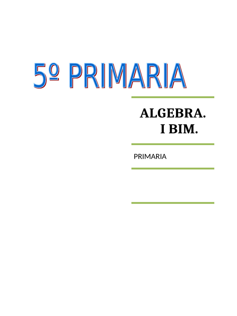 Introducción al Álgebra para Primaria | PDF | Álgebra | Aritmética