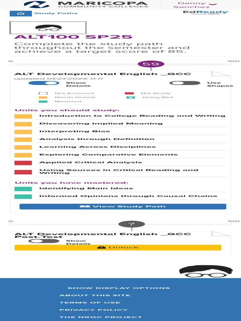 Edready - MyScores ALT100 SP25 Study Paths | PDF