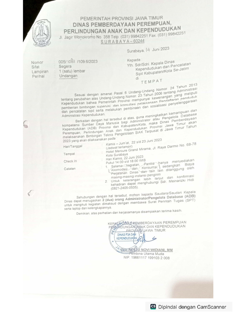 Data Dukung Bimtek Pengelolaan Siak Terpusat | PDF