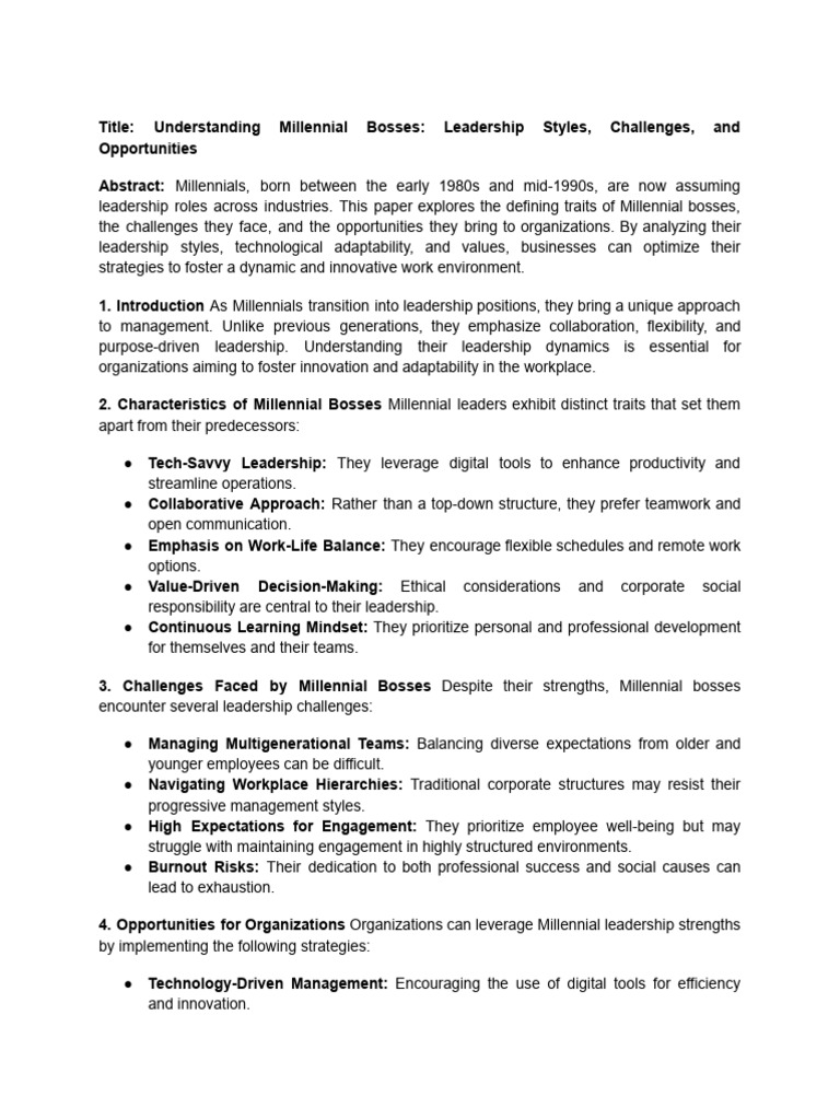 Understanding Millennial Bosses - Leadership Styles, Challenges, and ...