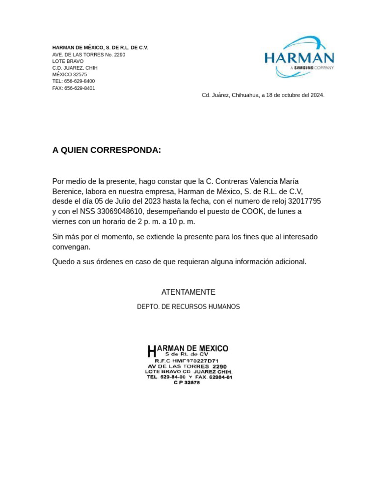 Harman de México | PDF