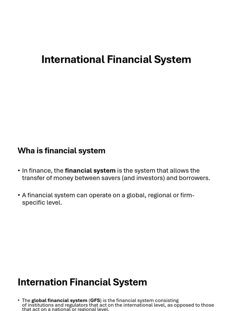International Financial System | PDF | Money | Financial Markets
