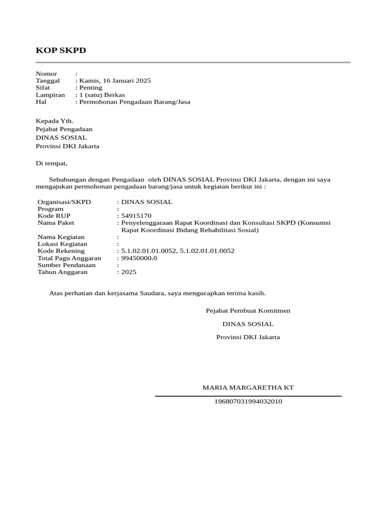 Template Surat Permohonan Disposisi E-Order (1) | PDF