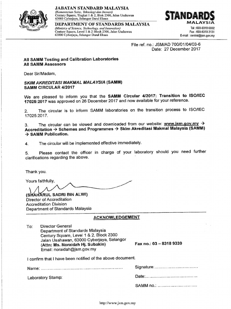 Letter SAMM Circular 42017 | PDF