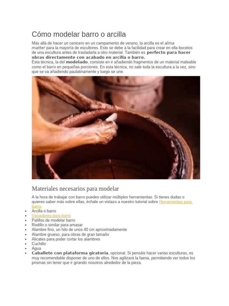 Guía para modelar barro y arcilla | PDF | Barro | Escultura