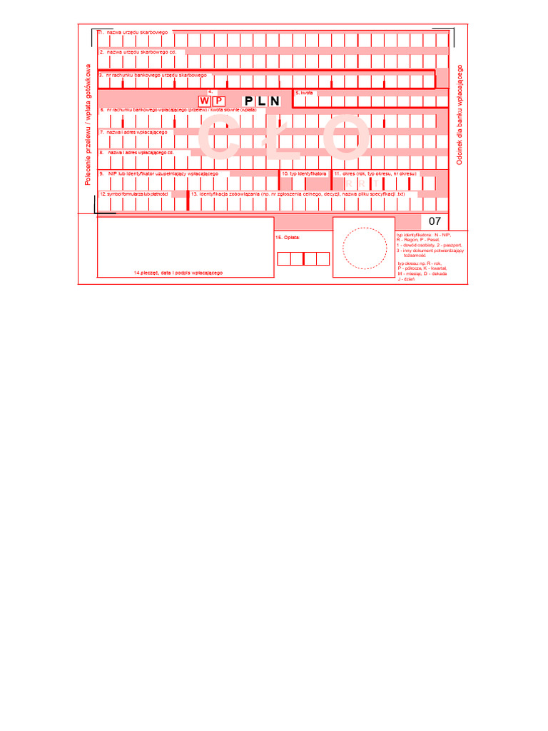 Polecenie Przelewu Wplata Gotowkowa Clo | PDF