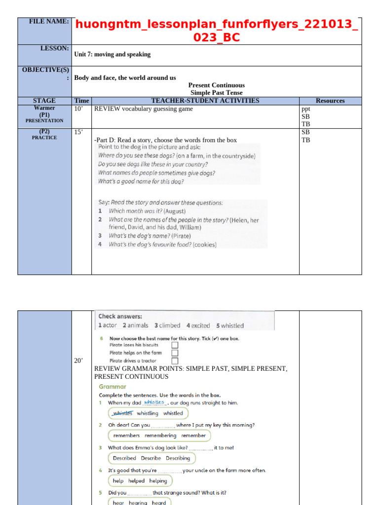 Huongntm Lessonplan Funforflyers 023 BC | PDF