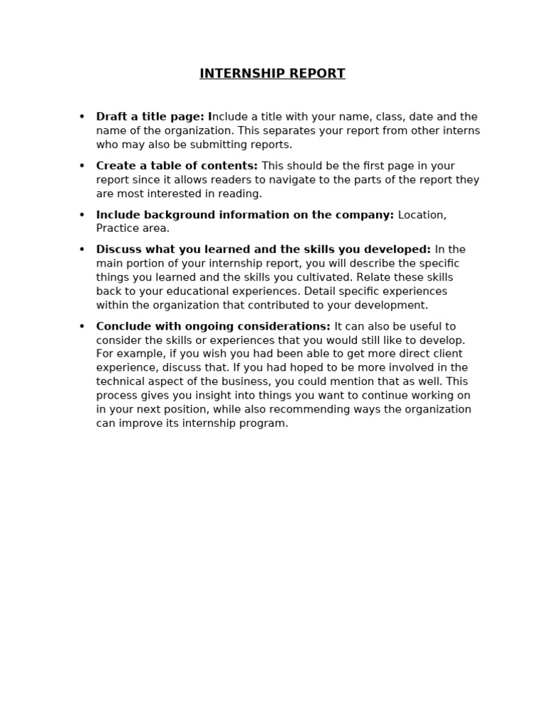 Internship Report Format | PDF