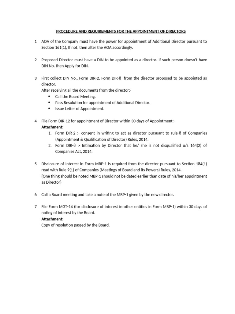 Director Appointment Procedure Guide | PDF | Board Of Directors ...