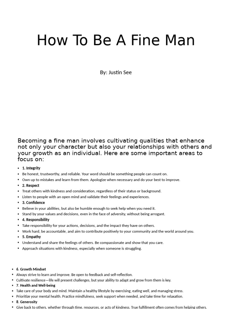 How To Be A Fine Man | PDF | Mind | Psychological Resilience