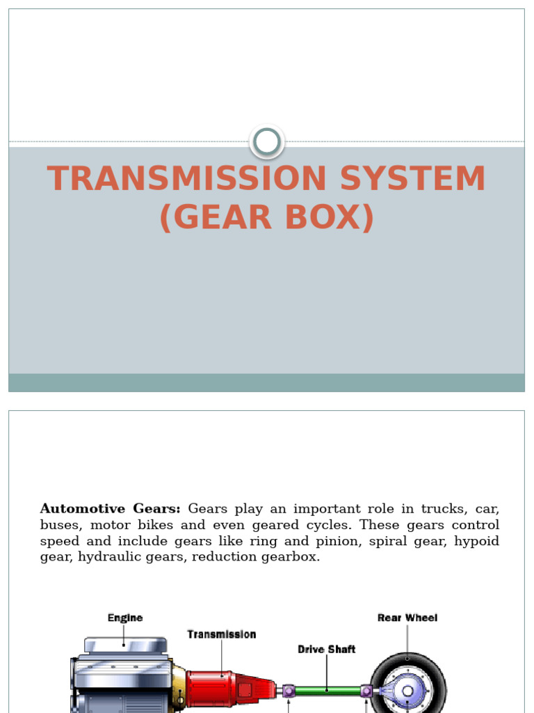 MODULE 1 - Transmission System | PDF | Manual Transmission | Gear