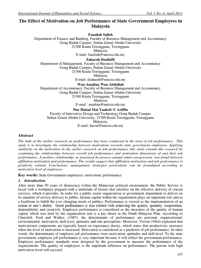 The Effect of Motivation On Job Performa | PDF | Motivation | Motivational
