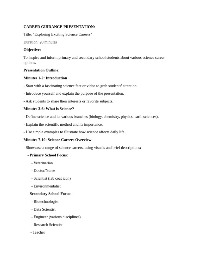 Inspiring Science Careers for Students | PDF