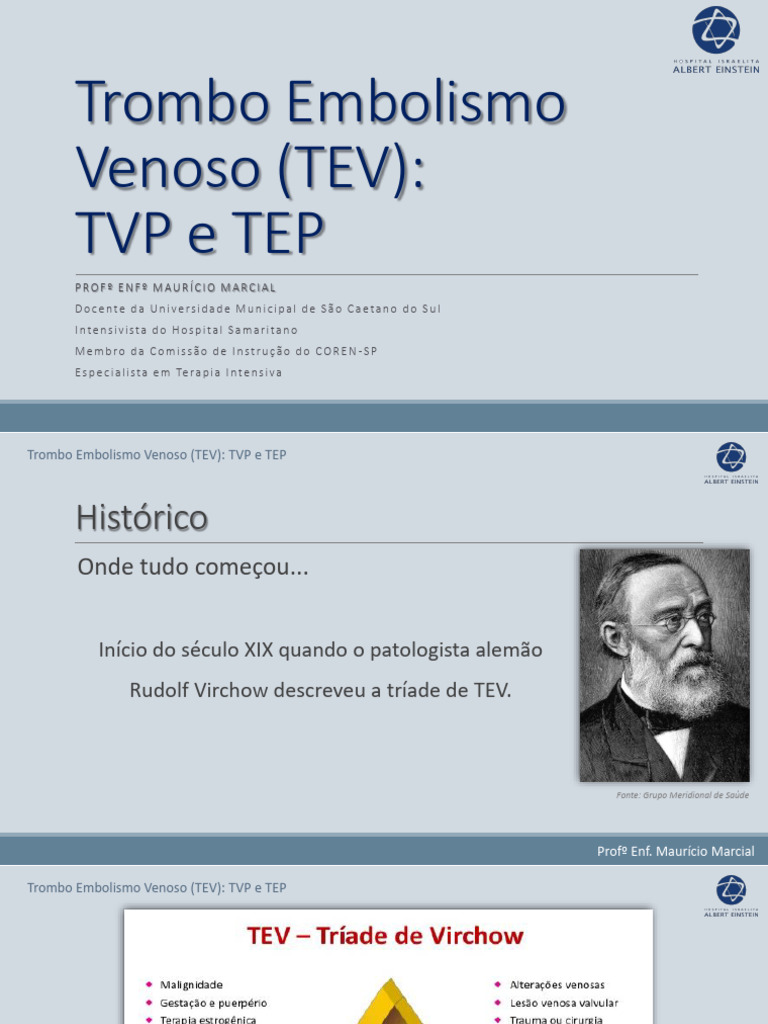 Aula. Trombo Embolismo Venoso (TEV) - TVP e TEP | PDF | Especialidades ...