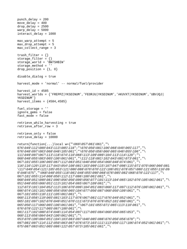 Harvest by Anomie - Lua | PDF