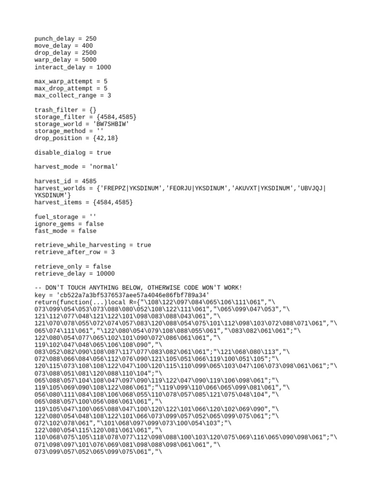 Harvest Alt - Lua | PDF