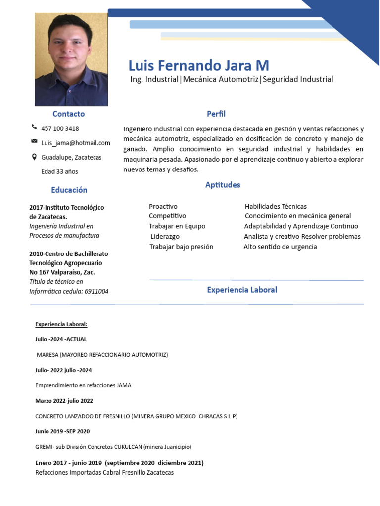 Cv Ing Luis Fernando Jara Marquez (1) | PDF