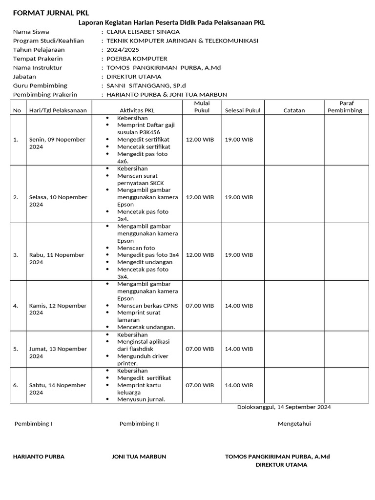 Format Jurnal PKL 1 | PDF