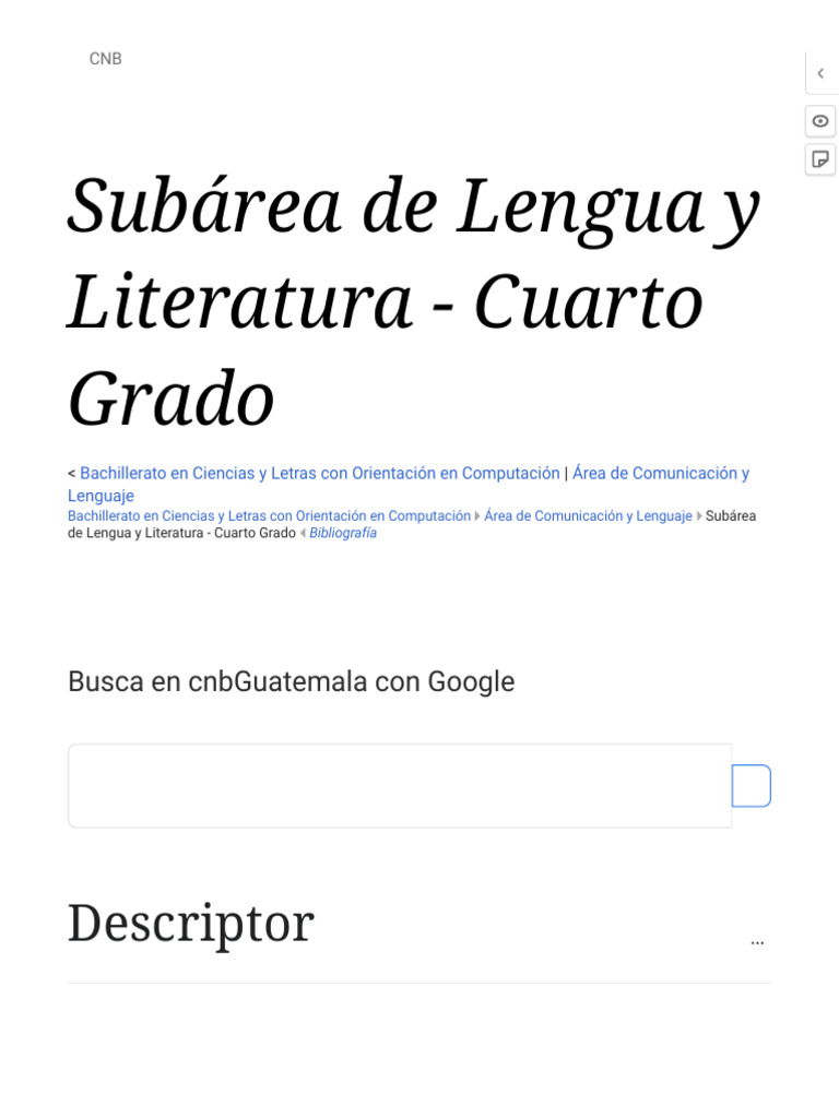 Subárea de Lengua y Literatura - Cuarto Grado - CNB | PDF