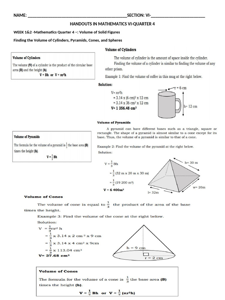 Math Quarter 4: Volume & Graphing Concepts | PDF