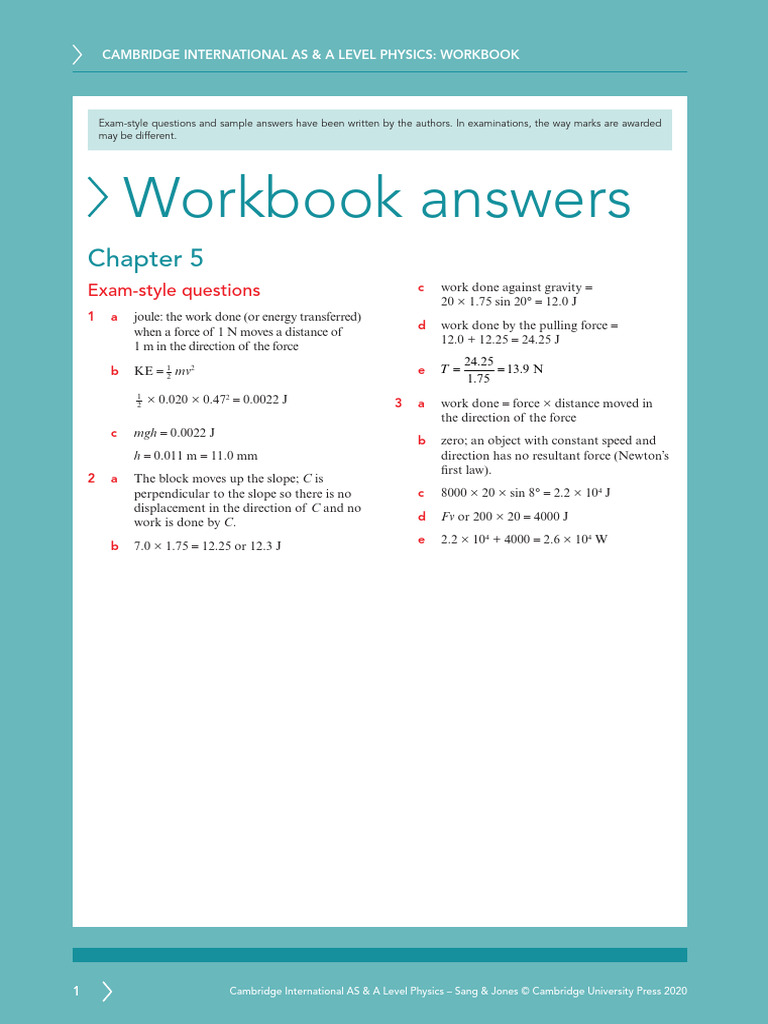 Exam Style Answers 5 Asal Physics WB | PDF | Force | Physical Quantities