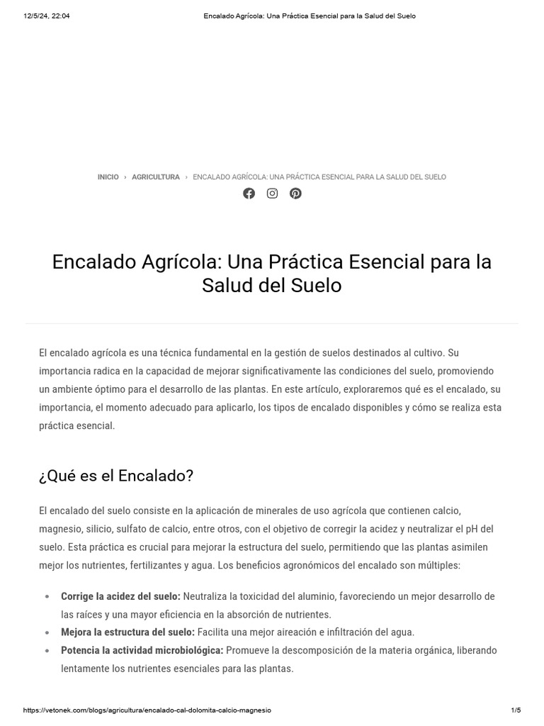 Encalado Agrícola - Una Práctica Esencial para La Salud Del Suelo | PDF ...