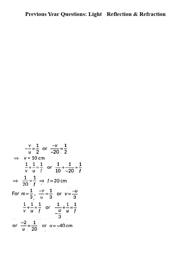 Previous Year Questions - Light - Reflection & Refraction | PDF ...