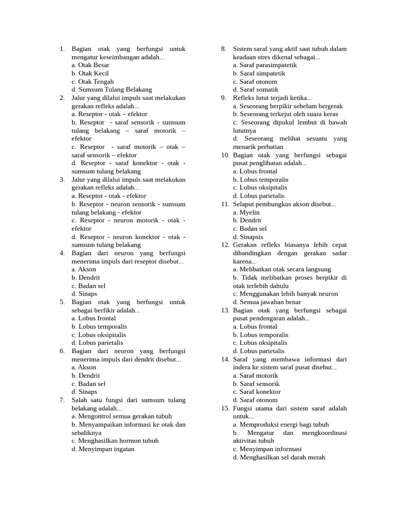 Latihan Soal Sel Saraf | PDF