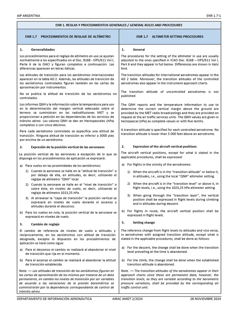 Procedimientos de Reglaje de Altímetro | PDF | Aeroespacial | Aviación