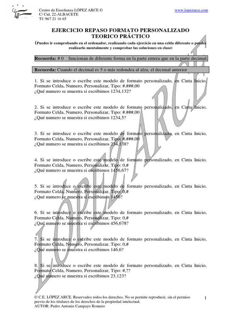 Ejercicio Repaso Formato Personalizado | PDF