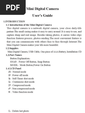 Digital Camera Instruction Manuals