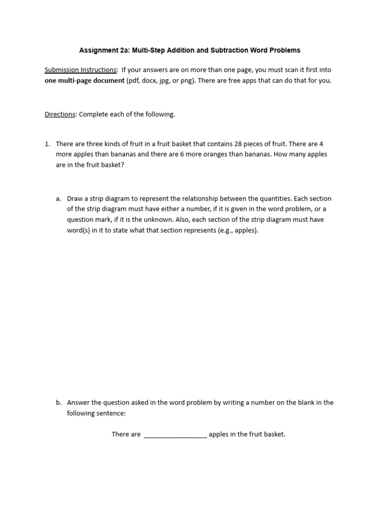 Multi-Step Addition & Subtraction Problems | PDF