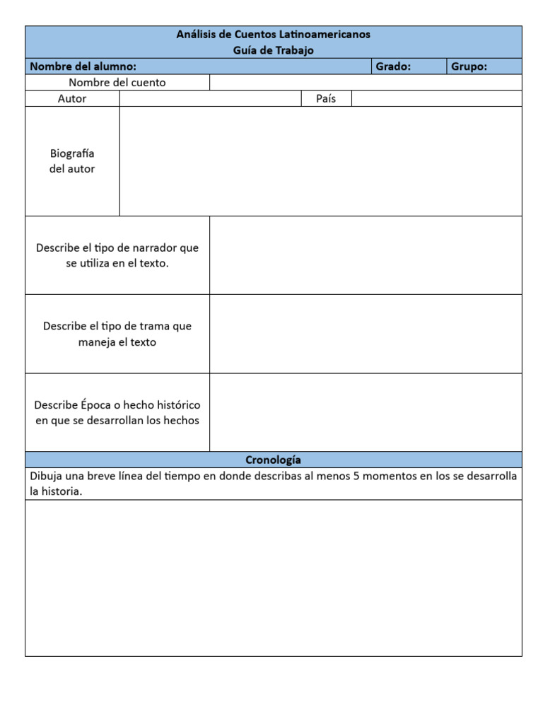 Ficha Análisis de Cuentos Latinoamericanos | PDF