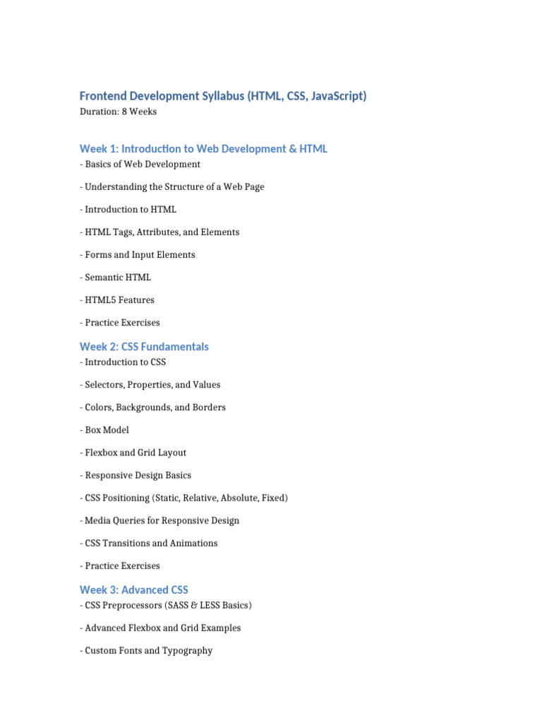 Frontend Syllabus | PDF