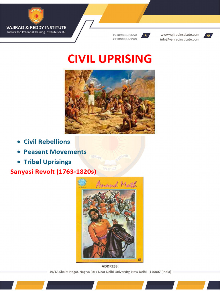 Modern India - 7. Civil Uprising - Kulbhushan Sir | PDF