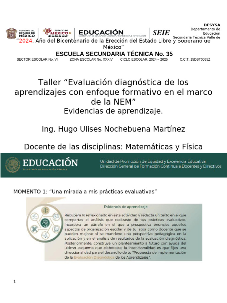 TALLER EVAL DIAG NOCHEBUENA | PDF | Evaluación | Aprendizaje