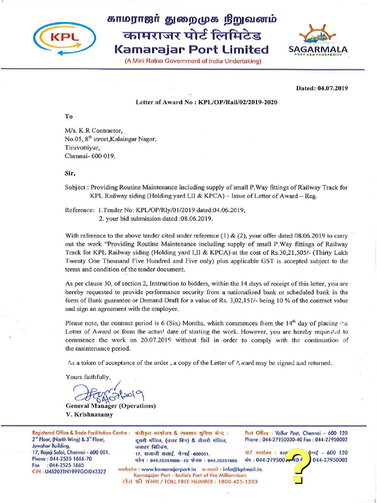 Work Order For AMC Rly Sid | PDF