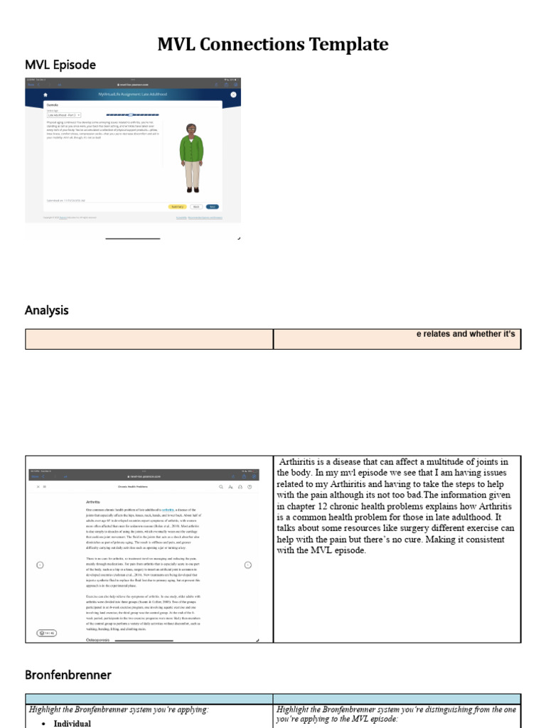 MVL Connections Template | PDF | Arthritis | Psychological Concepts