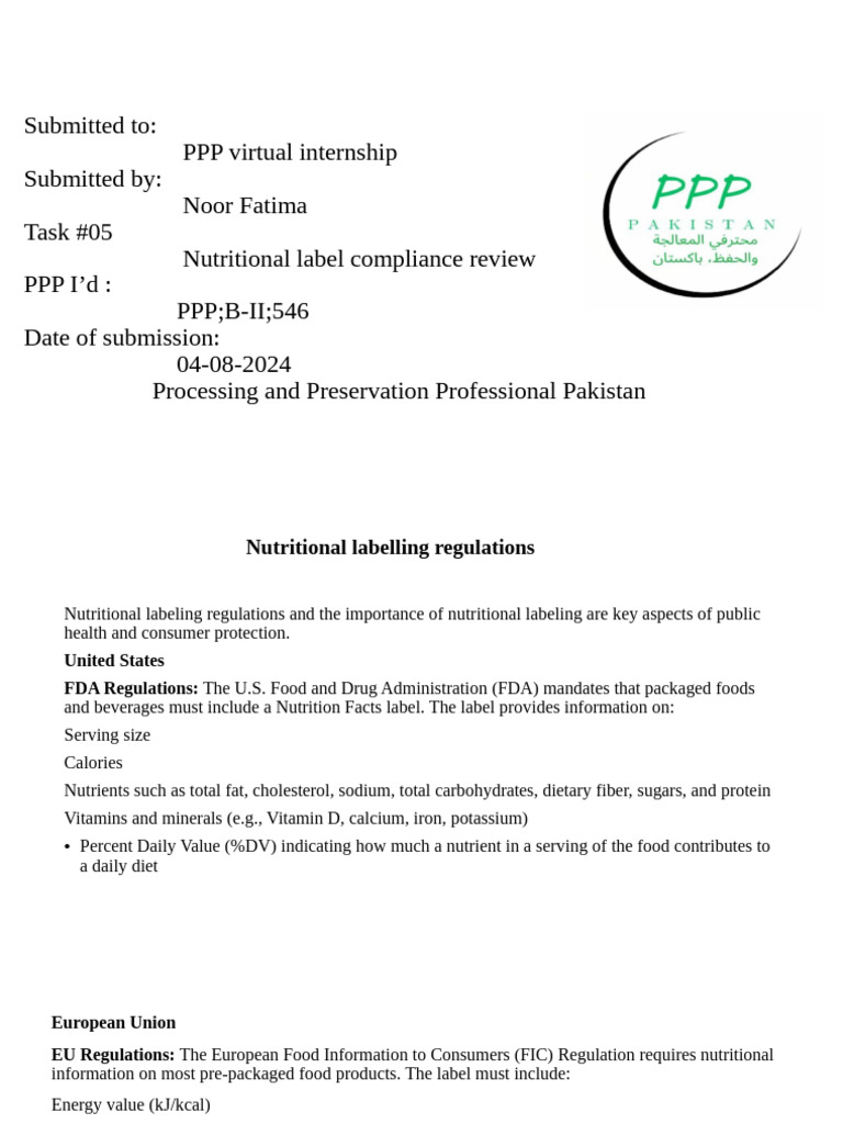 Presentation (7) | PDF | Nutrition Facts Label | Nutrition