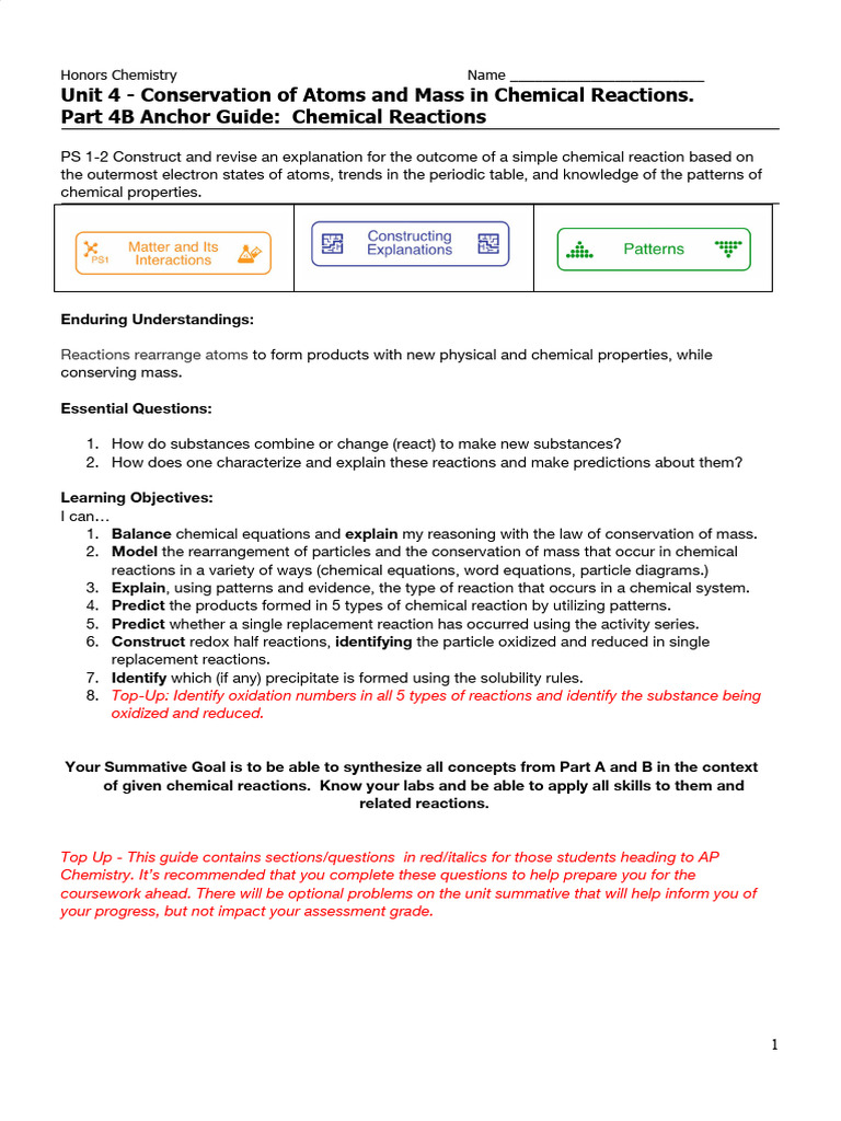 Anchor Guide 4B Chemical Reactions | PDF | Redox | Chemical Reactions